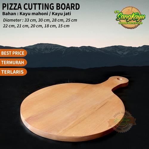 Jual Talenan bulat pizza 25cm kayu jati wooden pizza serving cutting ...
