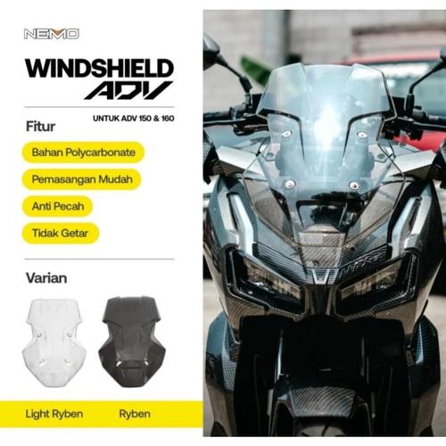 Jual windshield visor ADV 150 ADV 160 warna ryben dan hitam transparan ...