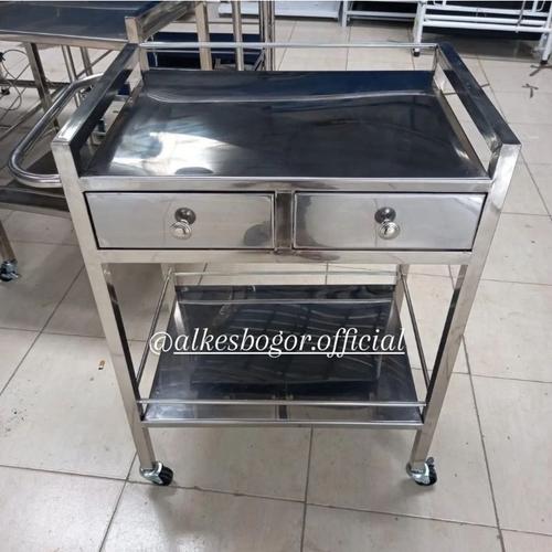 Jual Meja Instrumen 2 Rak 2 Laci Hollow Stainless Troly Medis Troli Rs ...