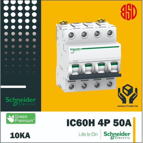 Jual MCB 4P 50A 4 PHASE 50 AMPERE 10KA SCHNEIDER iC60H A9F84450 ...