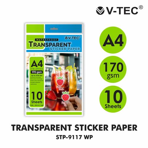 Jual V-TEC Sticker Transparant Paper / Kertas Stiker Transparan A4 170 ...