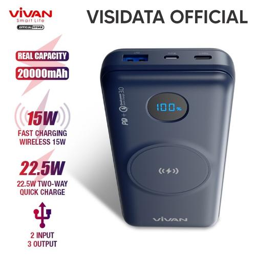 Jual VIVAN Powerbank 20000 mAh VPB-W20 Wireless 3 Output Fast Charging ...