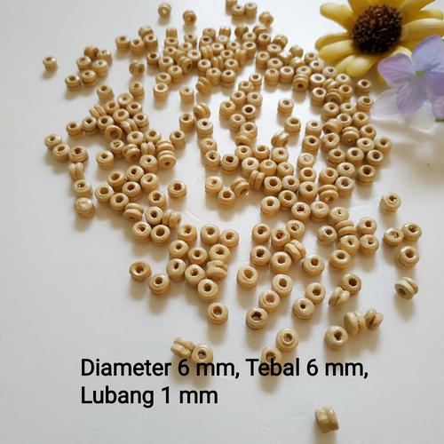 Jual manik kayu Tabung Yoyo 6 mm coklat muda. mote spacer gelang kalung - 25 gram - Kota ...