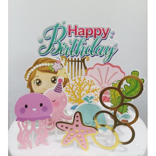 Jual Topper Cake Desain Mermaid Rumput Laut Ikan Hiu Ekor / Topper ...