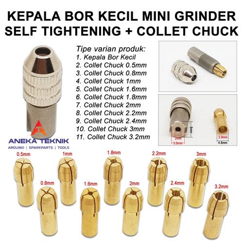 Jual Kepala Bor Mini Kecil Grinder Self Tightening + Adapter Collet ...