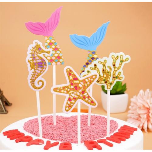Jual Topper Cake Desain Mermaid Rumput Laut Ikan Hiu Ekor / Topper ...