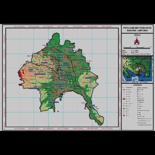 Jual Peta administrasi Kota. kabupaten. kecamatan. desa - Kota Bandar ...