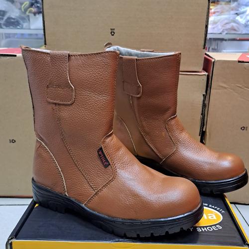 Jual Sepatu Safety Boot Coklat Depan Baja Kulit/ Safety Boot Coklat ...