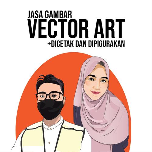 Jual Jasa Gambar Lukisan Vector Art Dengan Pigura - 1 Frame 1 Wajah ...
