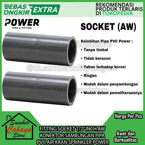 Jual FITTING SOCKET 1/2” INCH AW KONEKTOR SAMBUNGAN PIPA PVC AIR KRAN ...
