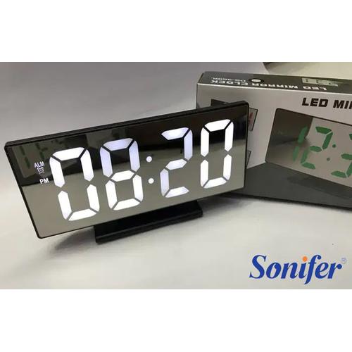 Promo Sonifer Jam Meja Digital LED Alarm Clock Mirror - Hijau-Hitam ...