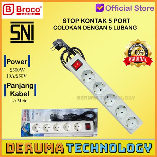 Jual Broco Colokan Listrik Cabang 5 Lubang Saklar Stop Kontak Multi 5 ...