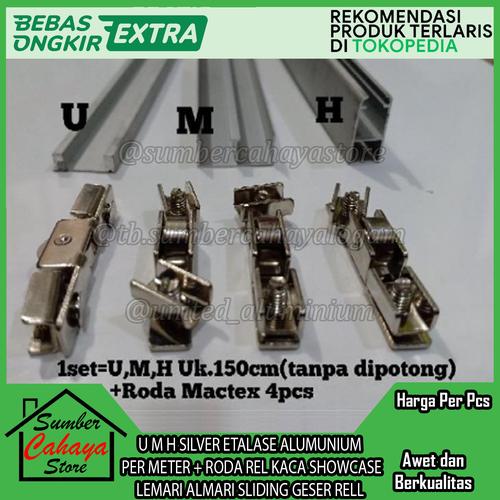 Jual REL ALUMUNIUM ETALASE H U M ALUMINIUM PER METER+RODA REL KACA ...