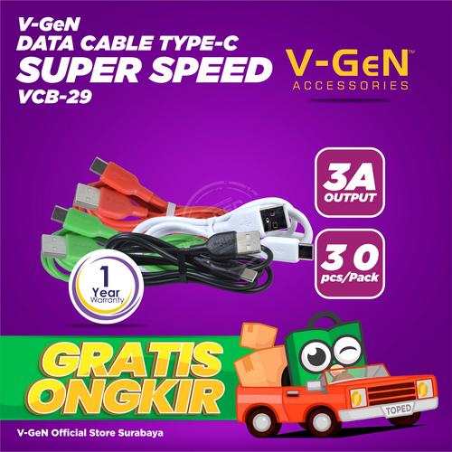 Jual Kabel Data Type C V-GeN VCB-29 Fast Charging 3A 1 Box isi 30pcs ...
