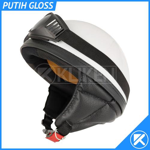 Jual Helm Chips Retro Vespa Klasik Dewasa Variasi Kacamata - Putih ...