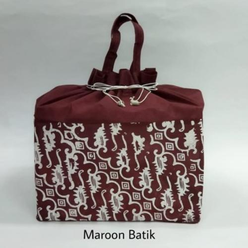 Jual Tas Serut Batik Spunbond / Tas Hajatan / Tas Kotak 22cm - Maroon ...
