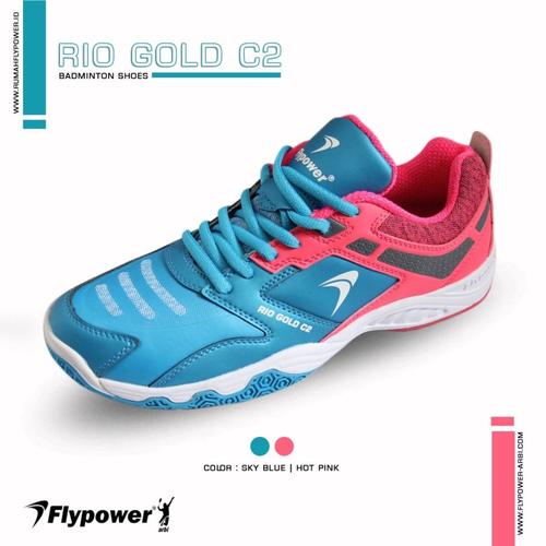 Jual SEPATU BADMINTON FLYPOWER RIO GOLD C2 LILIANA NATSIR BLUE PINK ORI ...