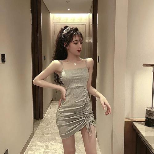 Jual Korean Sexy Mini Ruffle Bodycon Dress Serut - Hitam, XS - Kota ...