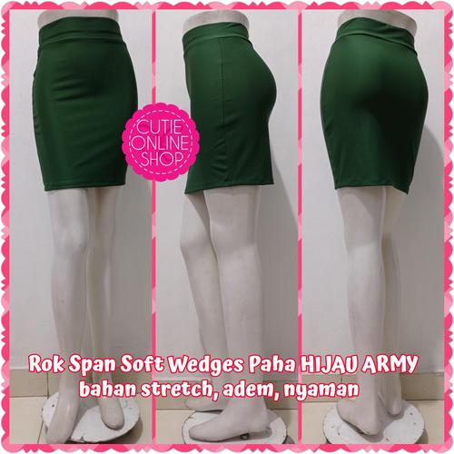 Jual Rok Span Soft Wedges Paha HIJAU ARMY | Mini Kantor Resmi Formal ...