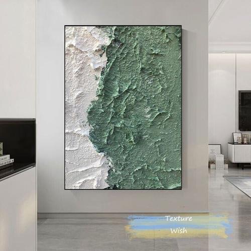 Jual lukisan abstrak modern kanvas hiasan dinding dekorasi green white ...