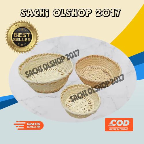 Jual Keranjang bambu bulat dan oval 3 ukuran/Keranjang snack bambu 3 ...