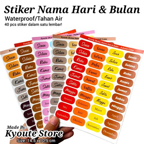 Jual Sticker Sheet Nama Hari & Bulan Days Months Kyoute A6 Journal ...