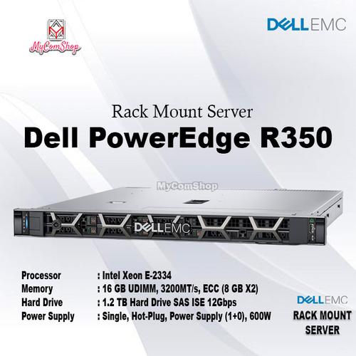 Jual DELL POWEREDGE R350 RACK MOUNT SERVER XEON E-2334 16GB 1.2TB SAS ...