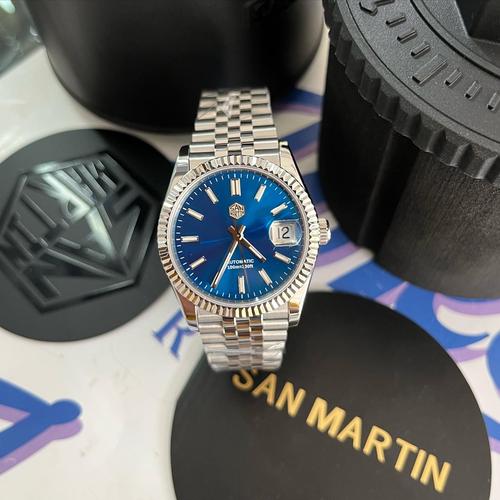Jual San Martin datejust Homage 36.5mm enamel dial SN058x - Sunray blue ...