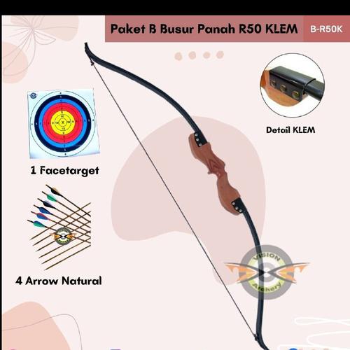 Jual PAKET BUSUR PANAH PVC R50 | STANDAR RECURVE WOOD BOW PANAHAN ...