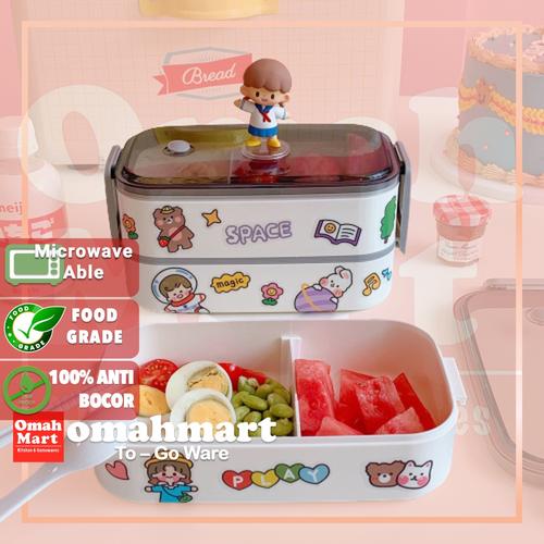 Jual Kotak Makan Anak Anti Tumpah 2 Susun Dengan Sekat Sticker 2D DIY ...