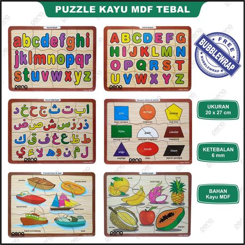Jual Puzzle / Puzle / Pazel kayu MDF belajar Abjad, huruf - Buah - Kab ...