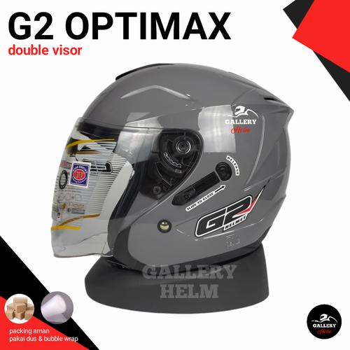 Jual HELM G2 OPTIMAX SOLID DARK GREY GLOSSY | HELM G2 DOUBLE VISOR - M ...