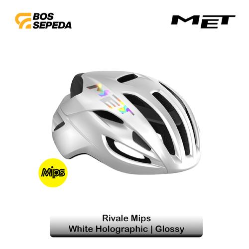 Jual Met Rivale Mips White Holographic Glossy Helm Sepeda Roadbike