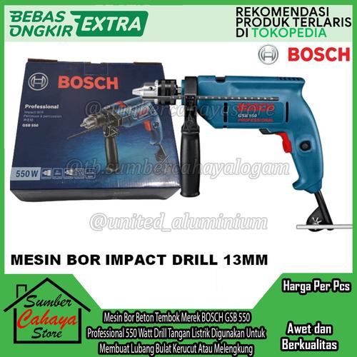 Jual Mesin Bor Beton Tembok Dinding 13 MM Merk BOSCH GSB 550 ROTARRY ...