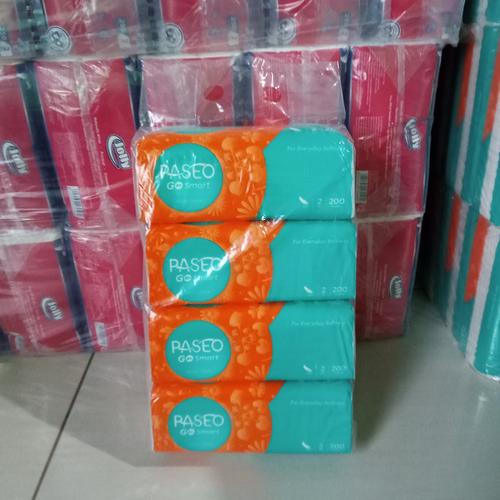 Jual (isi 4 ) facial tissue Paseo go smart 200 sheets 2 ply tisu wajah ...