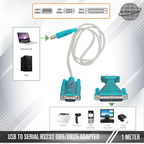 Jual USB 2.0 to 9/25 Pin Serial RS232 Cable DB9/DB25 Adapter - Jakarta ...