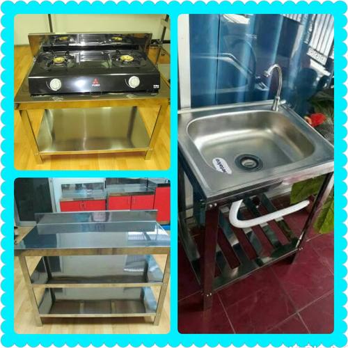 Jual Paket 1 Meja Stainless 1 Meja Kompor dan single sink dengan kran ...