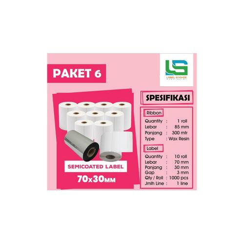 Jual PAKET LABEL BARCODE SEMICOATED 70x30 mm 10 LABEL 1 RIBBON ...