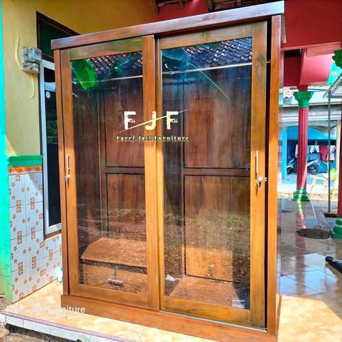 Jual Wardrobe With 2 Sliding Doors Lemari Pakaian 2 Pintu Sliding Kayu ...