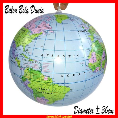 Jual Balon Tiup Udara Bola Dunia Globe Peta Dunia Atlas Mainan Edukasi ...