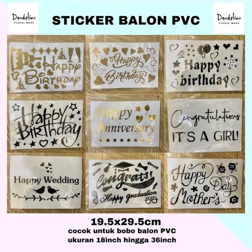 Jual STICKER BALON PVC ECER UNTUK BALON 10INCH 18INCH HINGGA 36 INCH ...