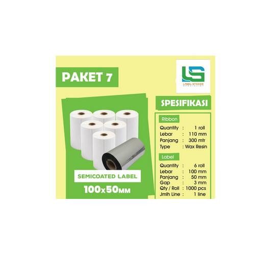 Jual PAKET LABEL BARCODE SEMICOATED 100x50 mm 6 LABEL 1 RIBBON ...