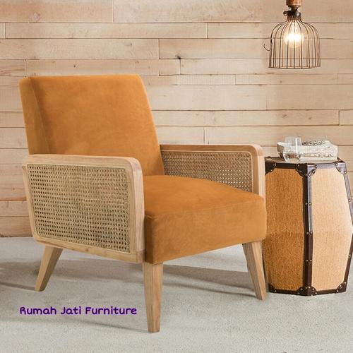 Jual Sofa Single Minimalis Kombinasi Rotan Kayu Jati - Sofa rotan 1 ...