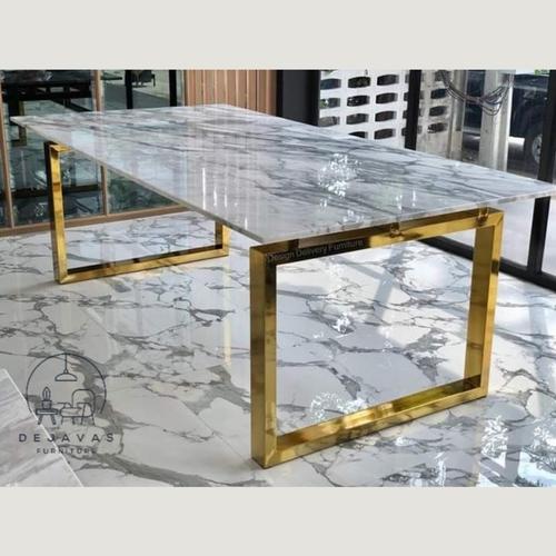 Jual Meja Makan Stainless Gold Mirror Marmer White Carrara Minimalis ...