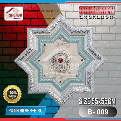 Jual Ornamen Lampu PVC / Ornamen Plafon PVC B-009 Putih Silver Biru ...