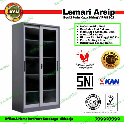 Jual Lemari File Arsip Kantor Besi 2 Pintu Sliding Geser Kaca VIP VS 602 - Kota Surabaya ...
