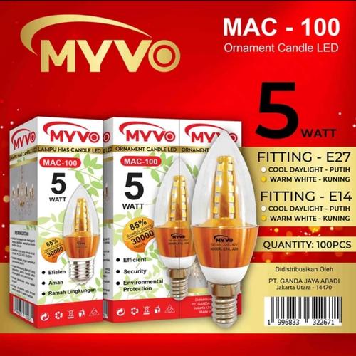 Promo Lampu LED Candle E14 6500K Cahaya Putih Myvo MAC-100 - Kab ...