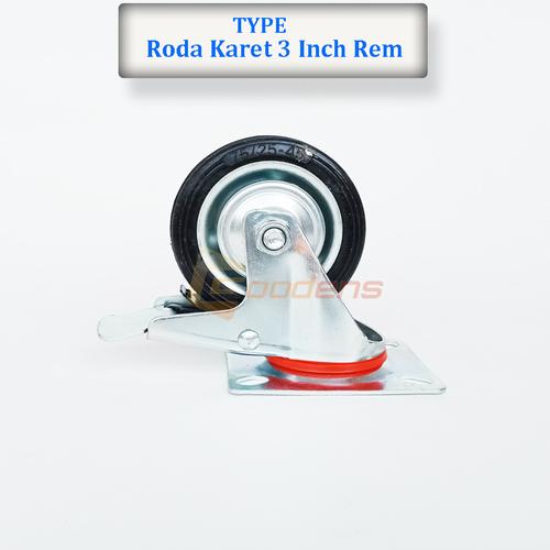 Jual Roda Karet 3 Inch Rem Roda Caster Roda Gepeng - Jakarta Barat ...