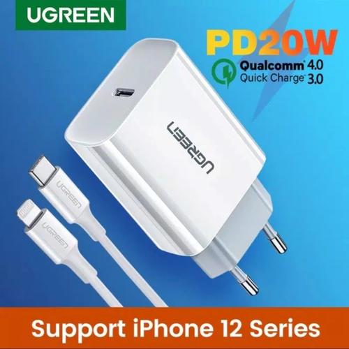 Jual Charger Ugreen 20W Fast Charge + Kabel Lightning Iphone Mfi ...