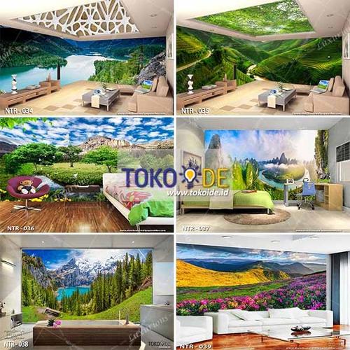 Jual 3D Custom Wallpaper dinding Sticker pemandangan laut gunung danau ...